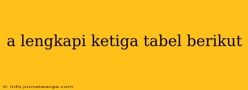 a lengkapi ketiga tabel berikut
