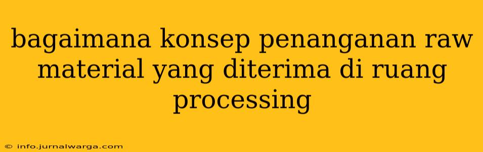 bagaimana konsep penanganan raw material yang diterima di ruang processing