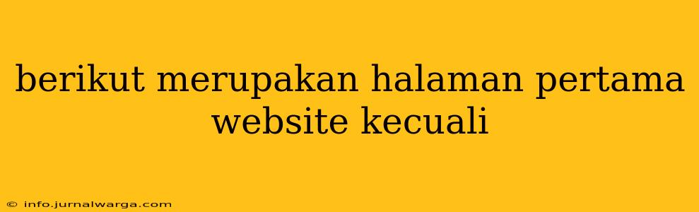 berikut merupakan halaman pertama website kecuali