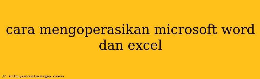 cara mengoperasikan microsoft word dan excel