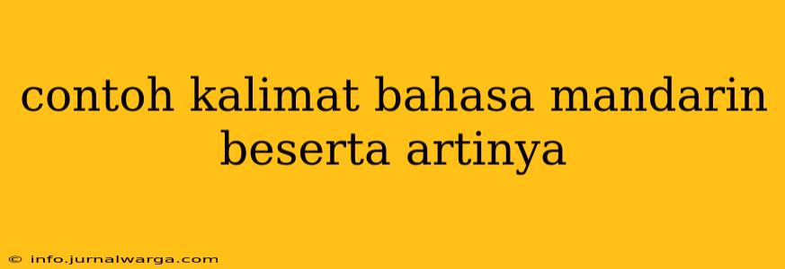 contoh kalimat bahasa mandarin beserta artinya