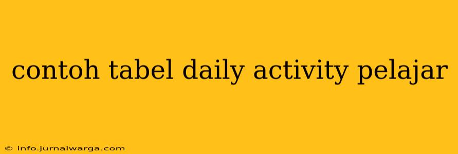 contoh tabel daily activity pelajar