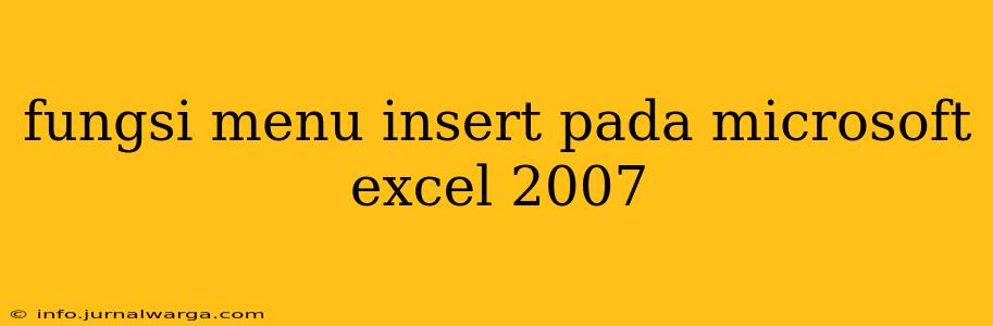 fungsi menu insert pada microsoft excel 2007