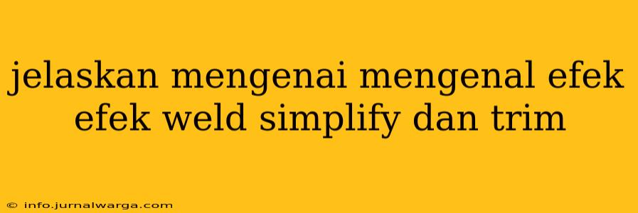 jelaskan mengenai mengenal efek efek weld simplify dan trim